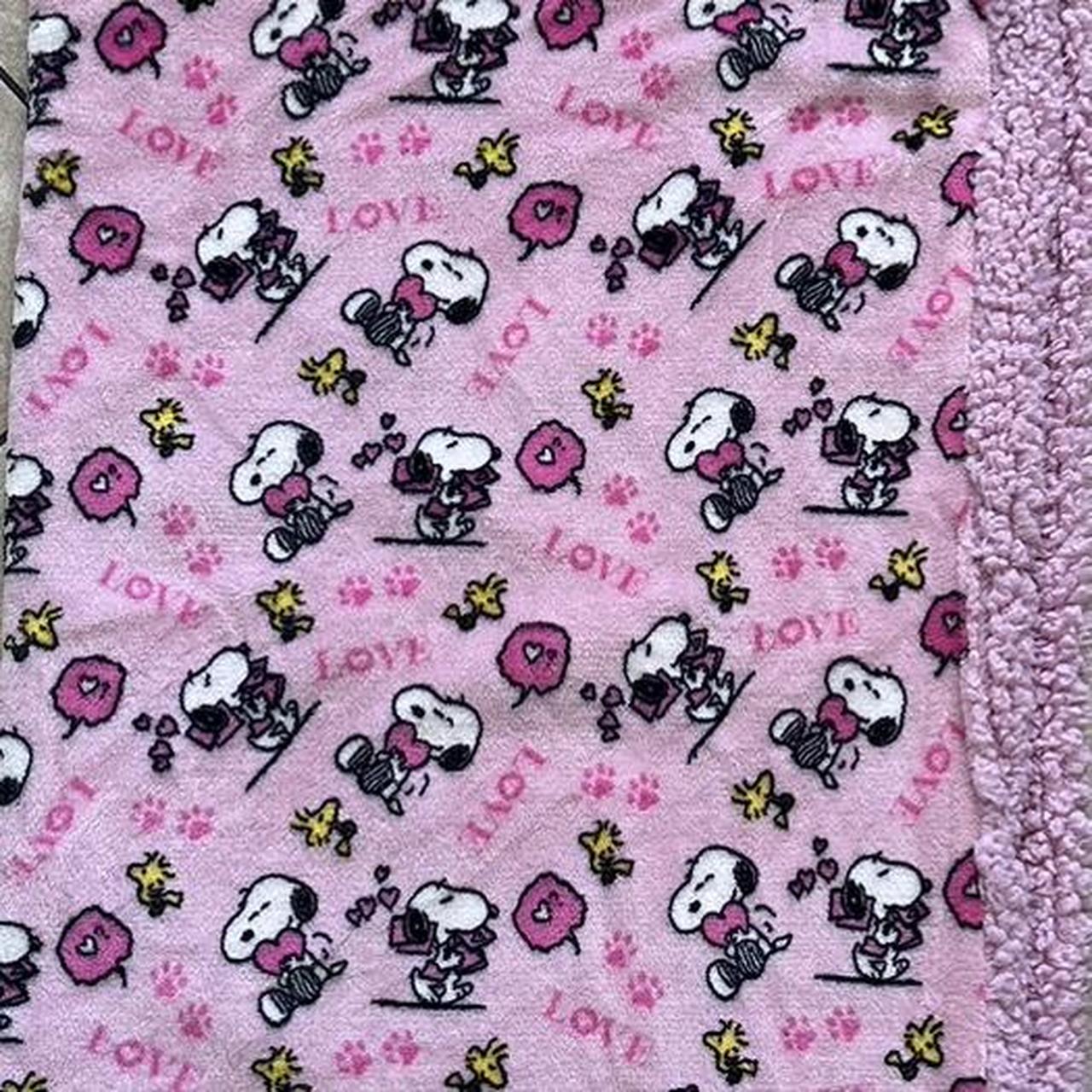 snoopy fluffy pink blanket 4ft L 3.5ft W no... - Depop