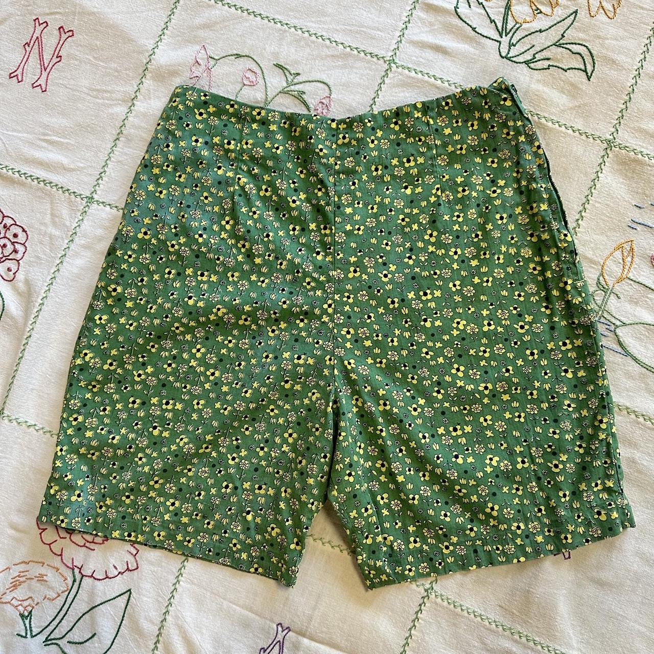 40s dainty flower side zip shorts Handmade Talon... | Depop