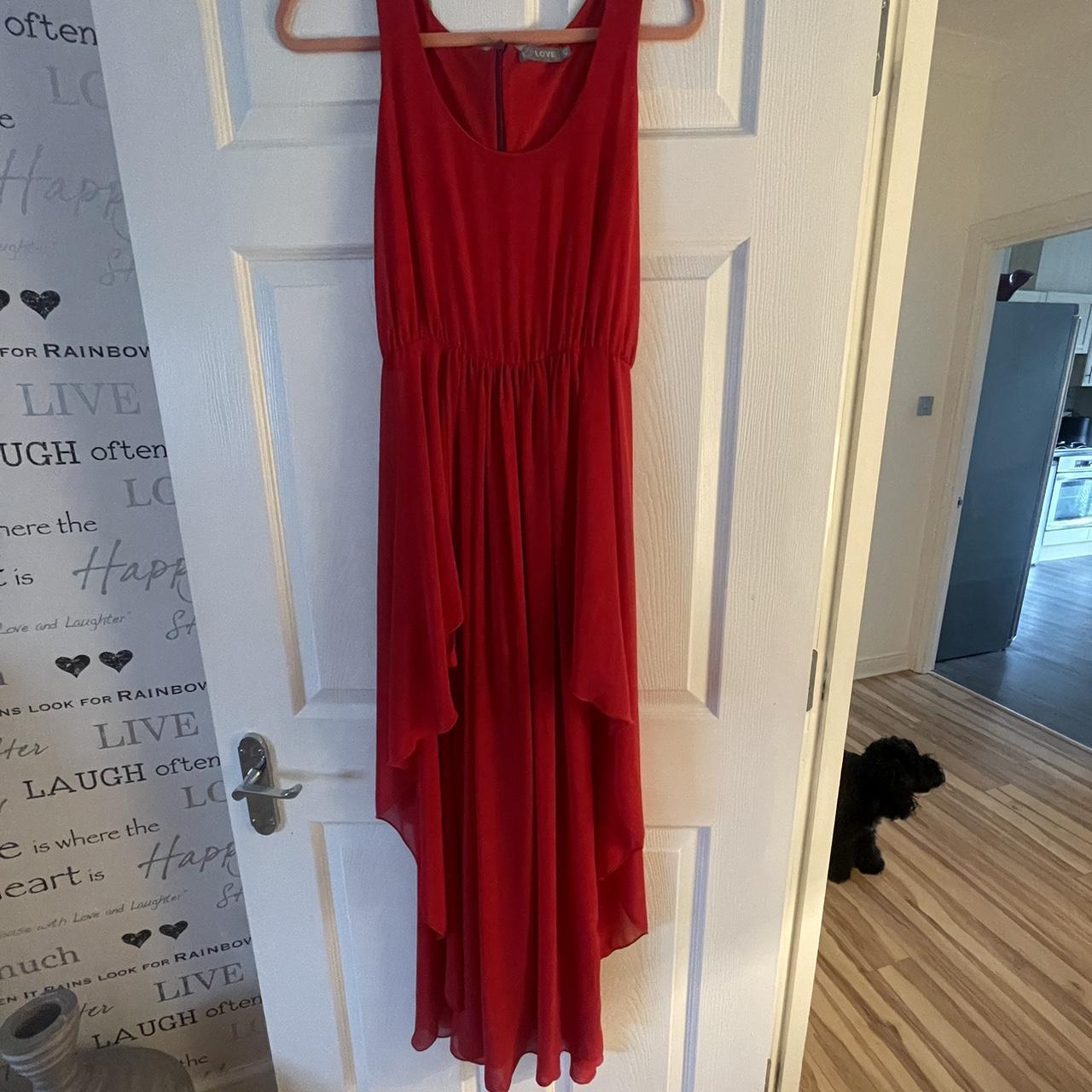 RED DRESS💃🏼 Red midi split dress. Side split on both... - Depop