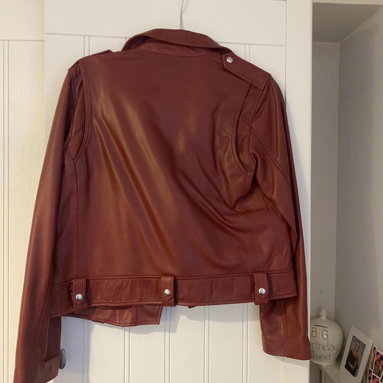 Gorgeous red leather AllSaints jacket in perfect... - Depop