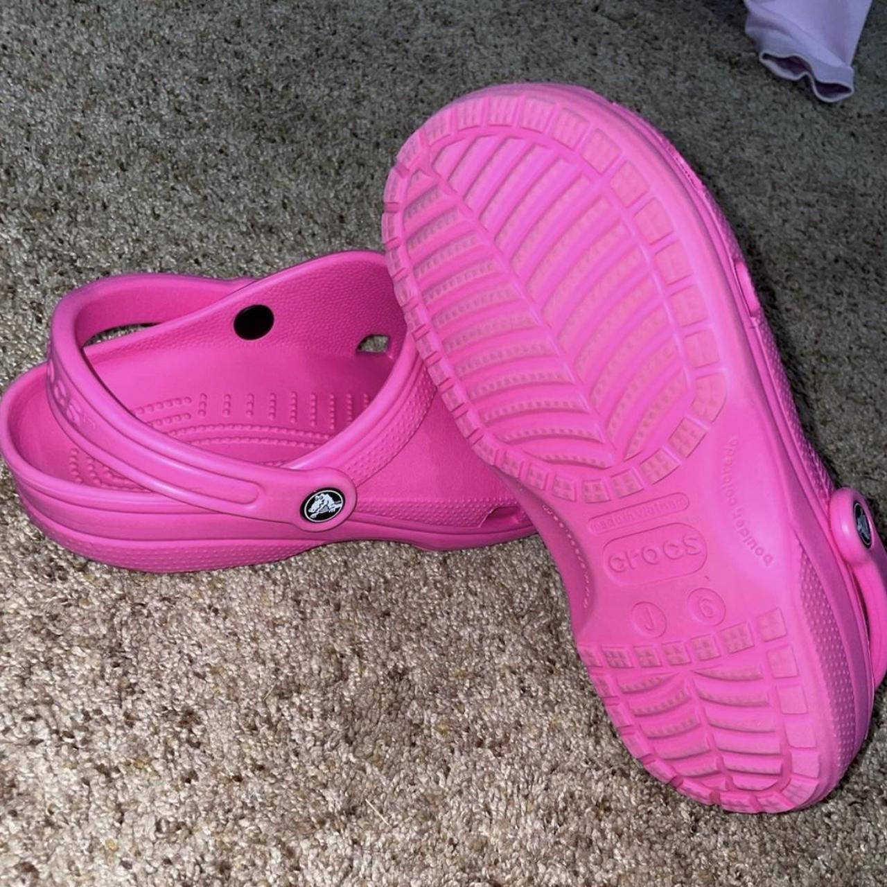 Hot Pink Crocs Worn Twice - Size J 6 / Womens... - Depop