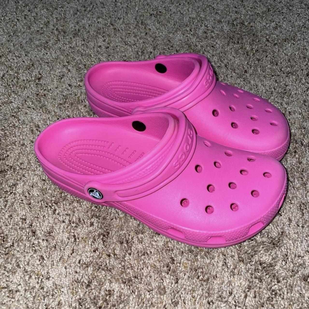 Hot Pink Crocs Worn Twice - Size J 6 / Womens... - Depop