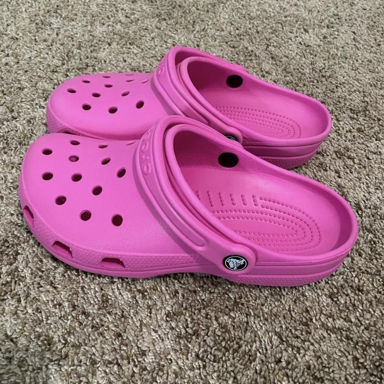 Hot Pink Crocs Worn Twice - Size J 6 / Womens... - Depop