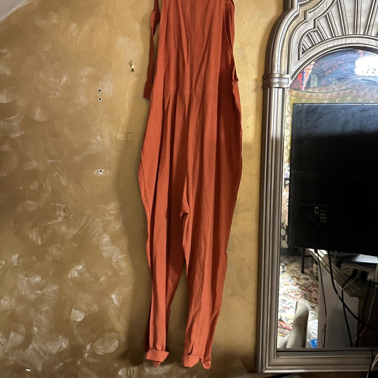 🧡Burnt orange fabric overalls🧡 Size ⚡️ S 💖I’m 5’2... - Depop
