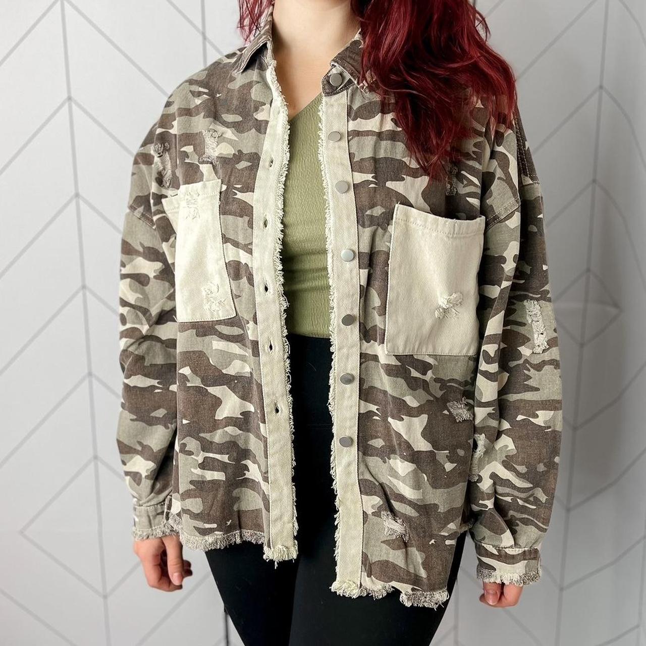 Camo shacket/jacket button up shirt. Brand new from... - Depop