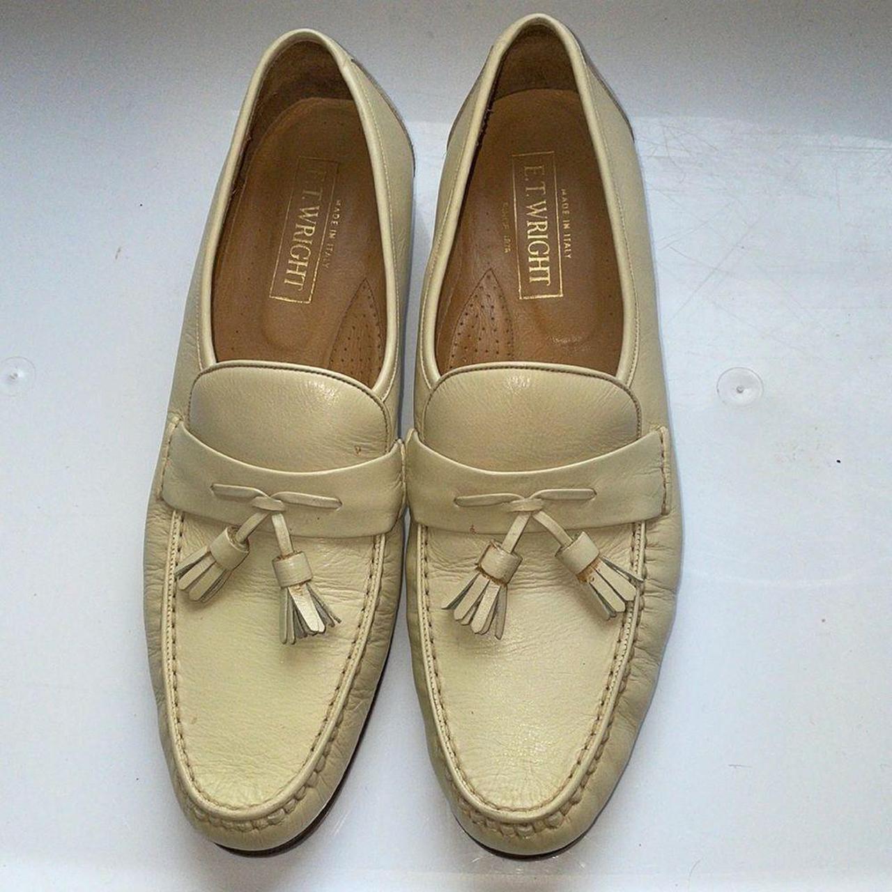E.T Wright cream colored leather slip on loafers... - Depop