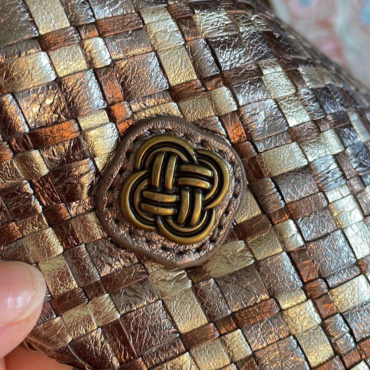 Elliott Lucca gold, silver & bronze woven clutch... - Depop