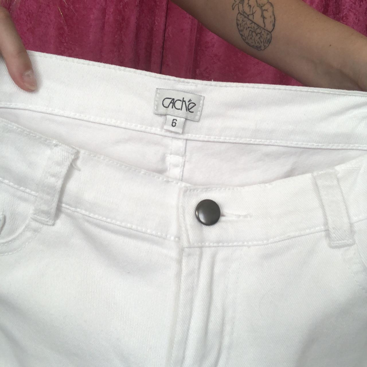 cache embellished white jeans, embroidered & beaded... - Depop