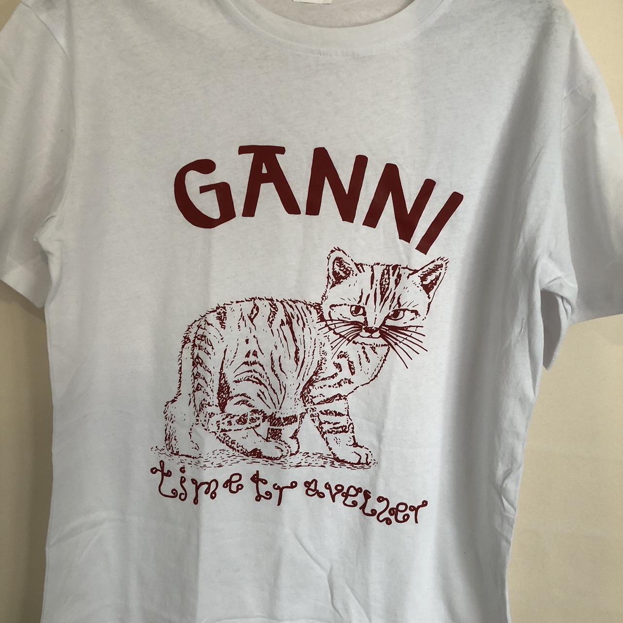Ganni cat T-shirt Size M - Depop