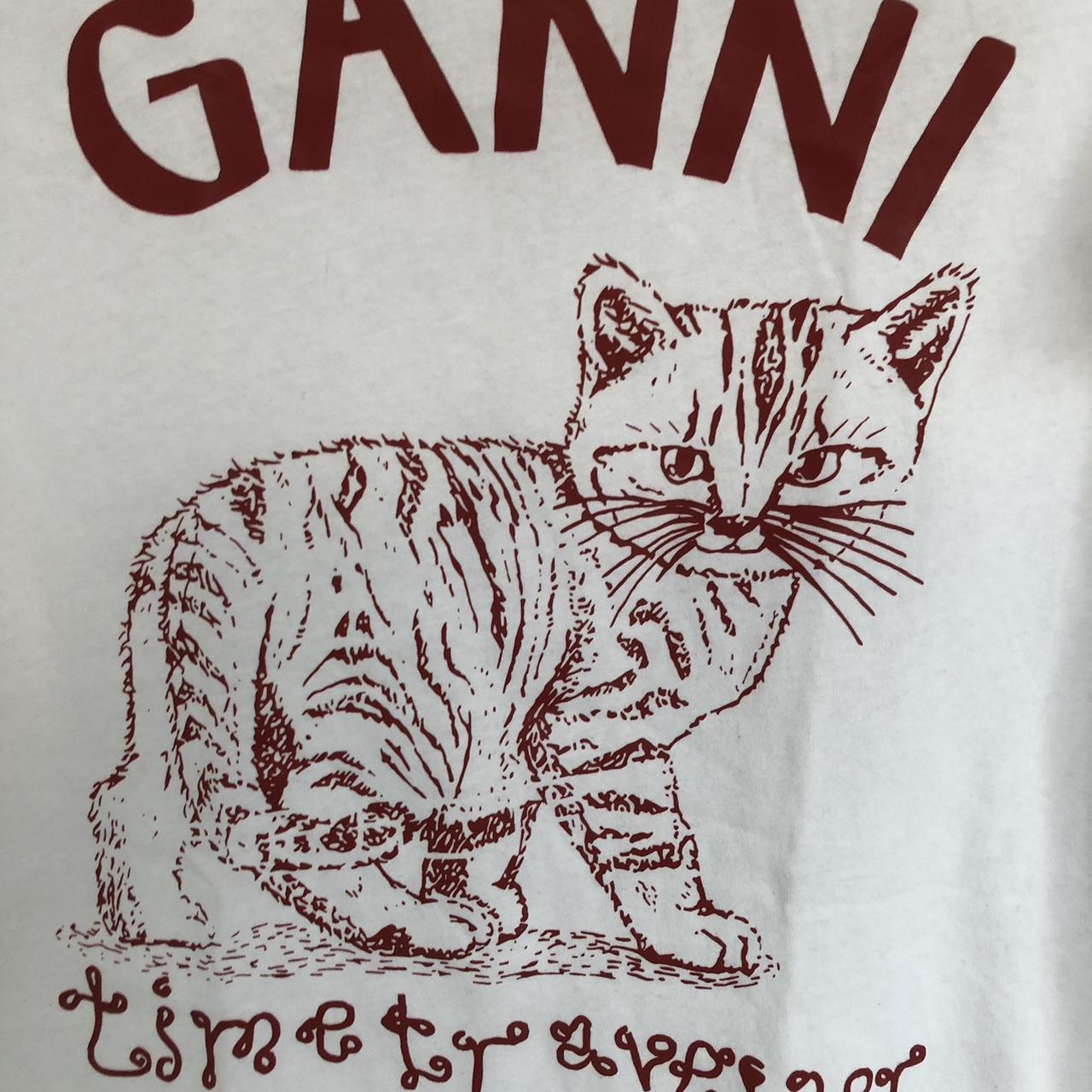 Ganni cat T-shirt Size M - Depop