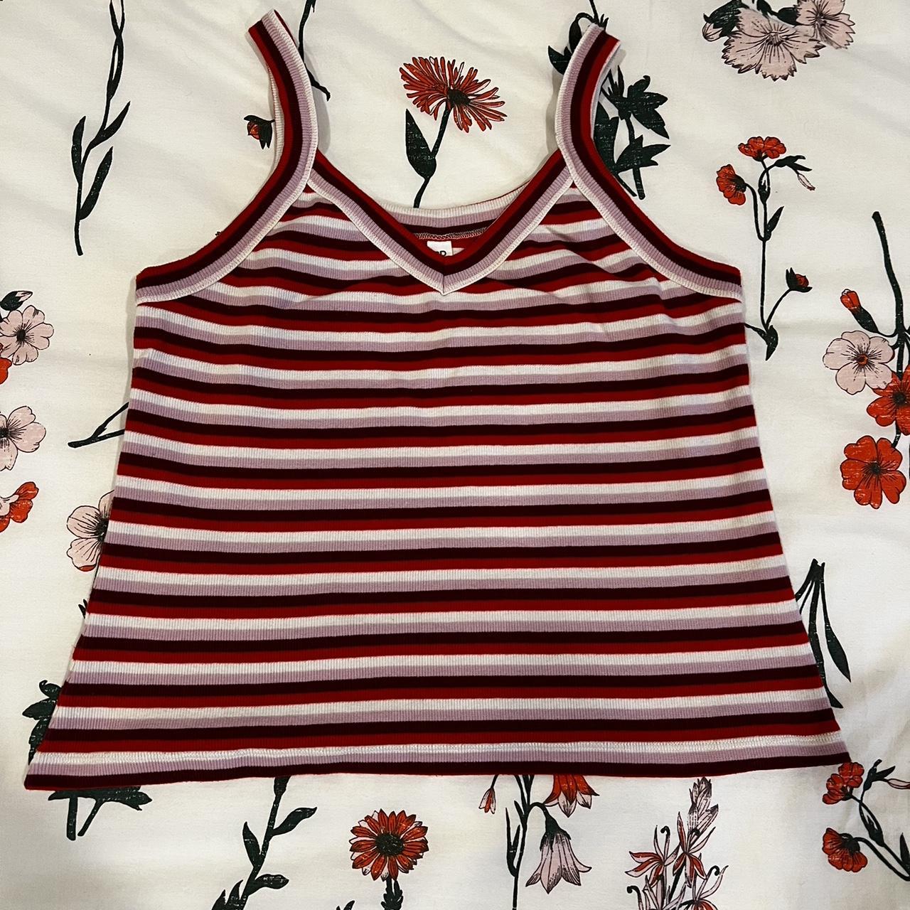 PINK AND RED STRIPED TANK BP striped tank top!... - Depop