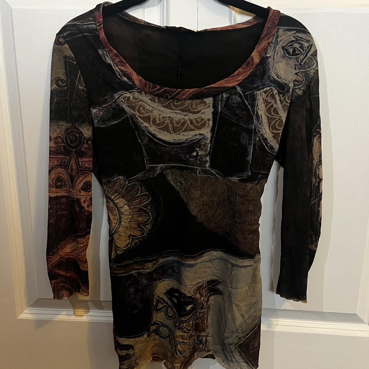 cool mesh top with a black under layer super... - Depop