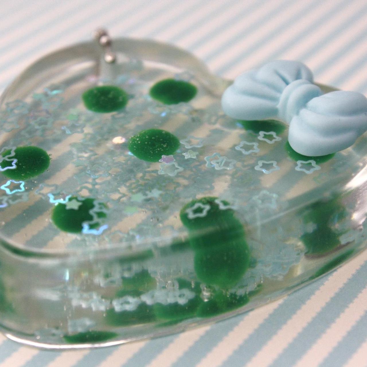 marimo moss ball resin heart keychain ♡ made by me... - Depop