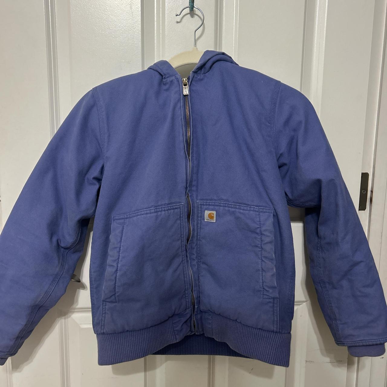 Blue Carhartt jacket Fleece lined Youth size L,... - Depop