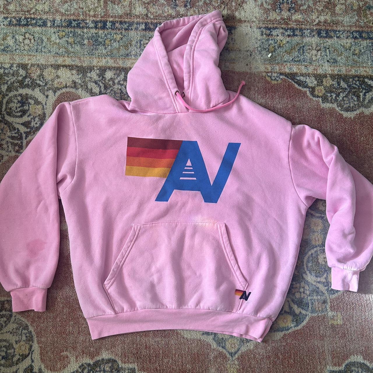 pink/mauve aviator nation hoodie sweatshirt with... - Depop