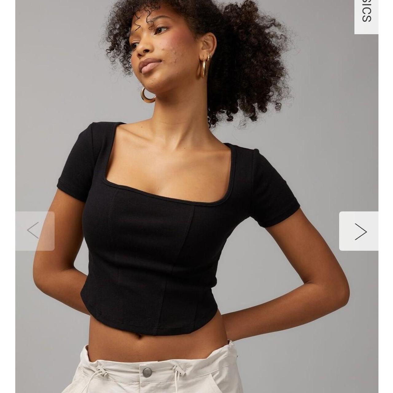 Factorie corset look crop Black Medium Brand... - Depop