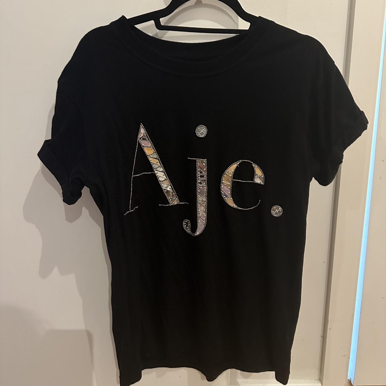 Aje Black Tee Size XS Worn once still in new... - Depop