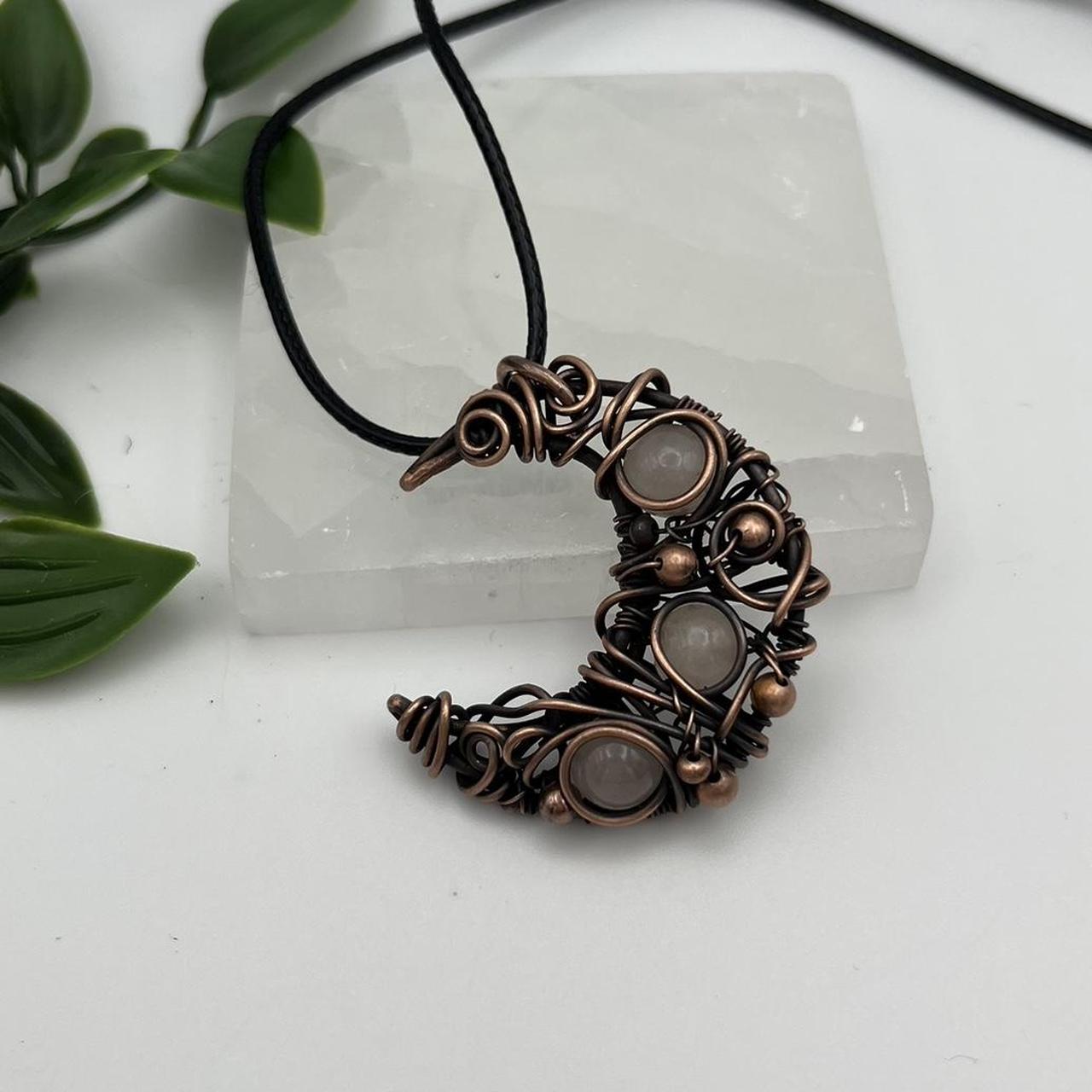 Handmade Copper whimsical wire wrapped crescent moon... - Depop
