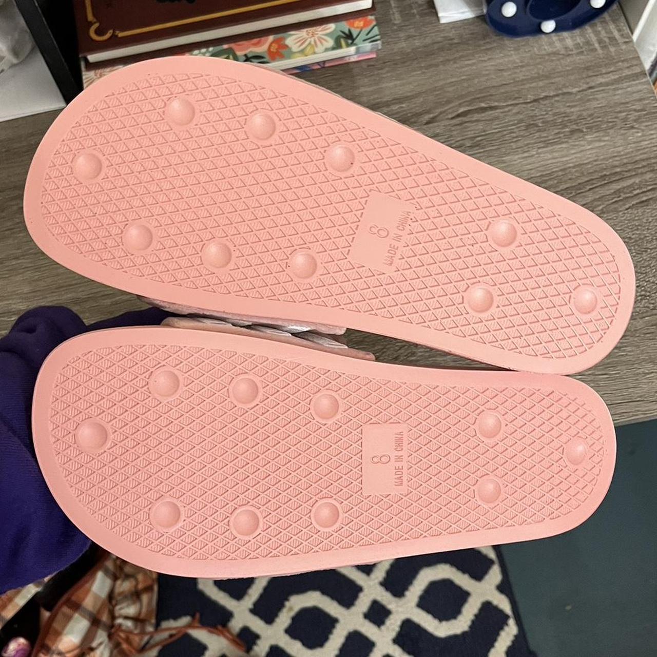 Adidas Men's Pink and White Slides | Depop