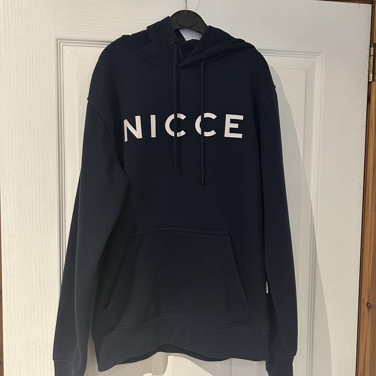 Navy and white Nicce hoodie, mens #Nicce #hoodie... - Depop