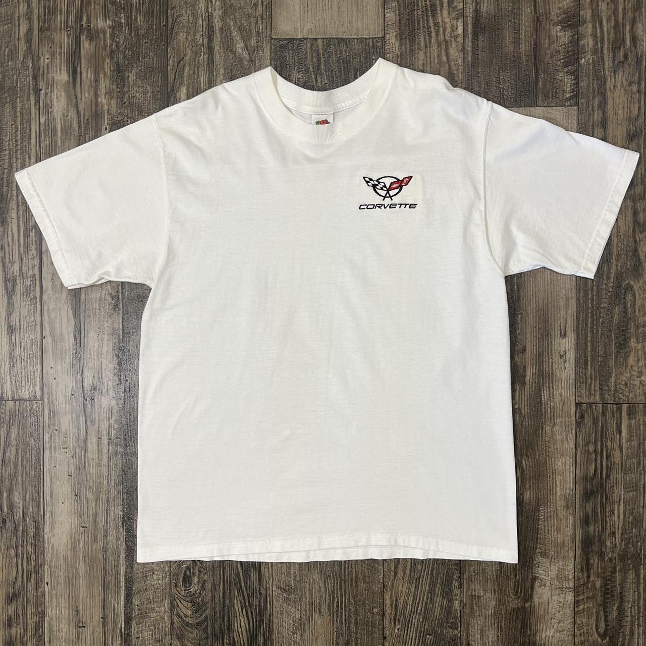Vintage 2000s Corvette embroidered logo tee in... - Depop