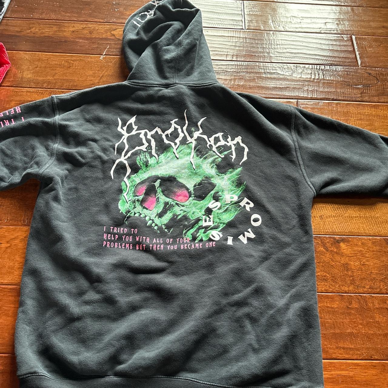 BROKEN PROMISES HOODIE -distressed -fits large warm... - Depop