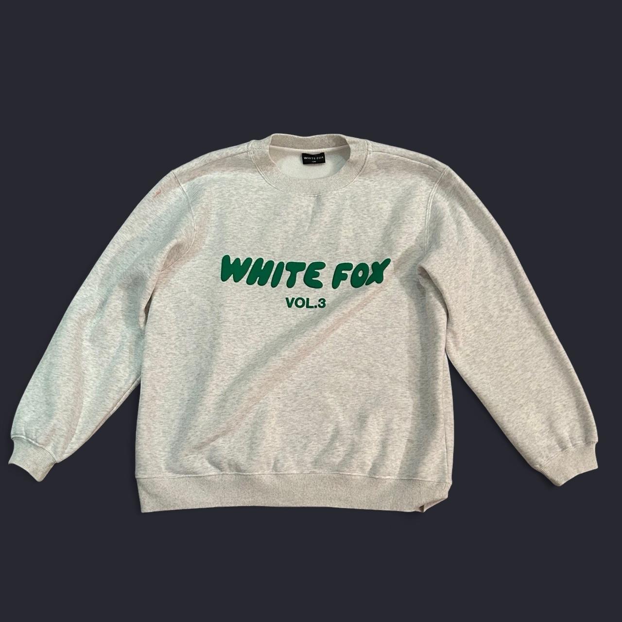 White fox jumper in size small/medium green and grey... - Depop