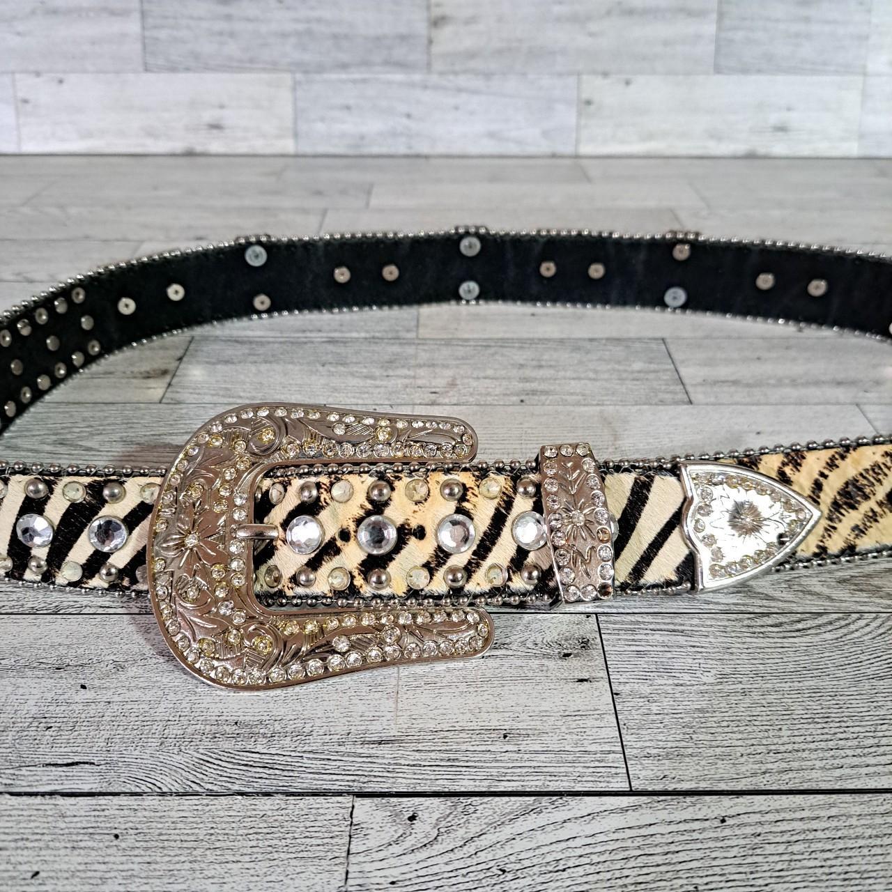 Women's Western Studded Bedazzled Accent Belt... - Depop