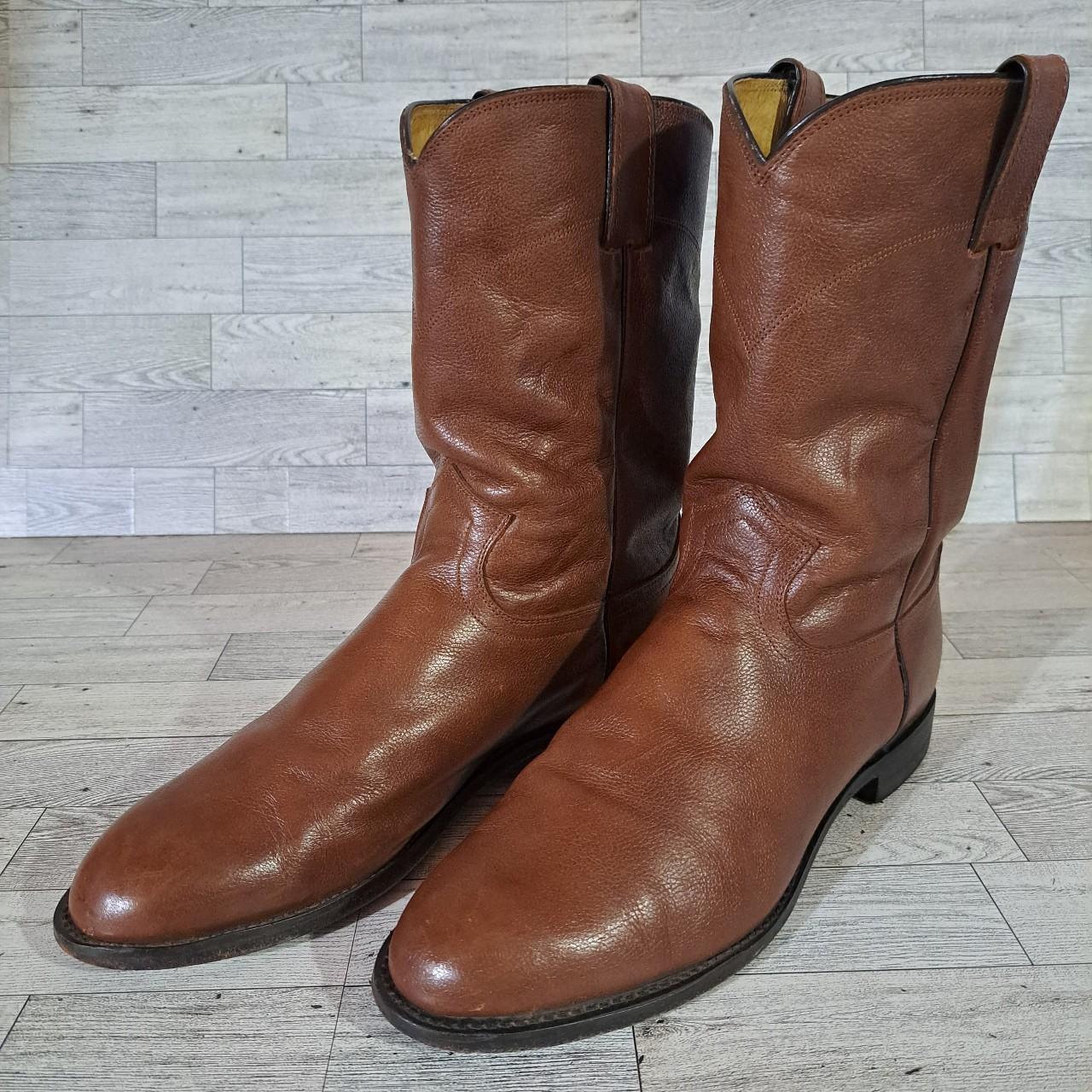Men's Justin Handmade Leather Roper Cowboy Boots... - Depop