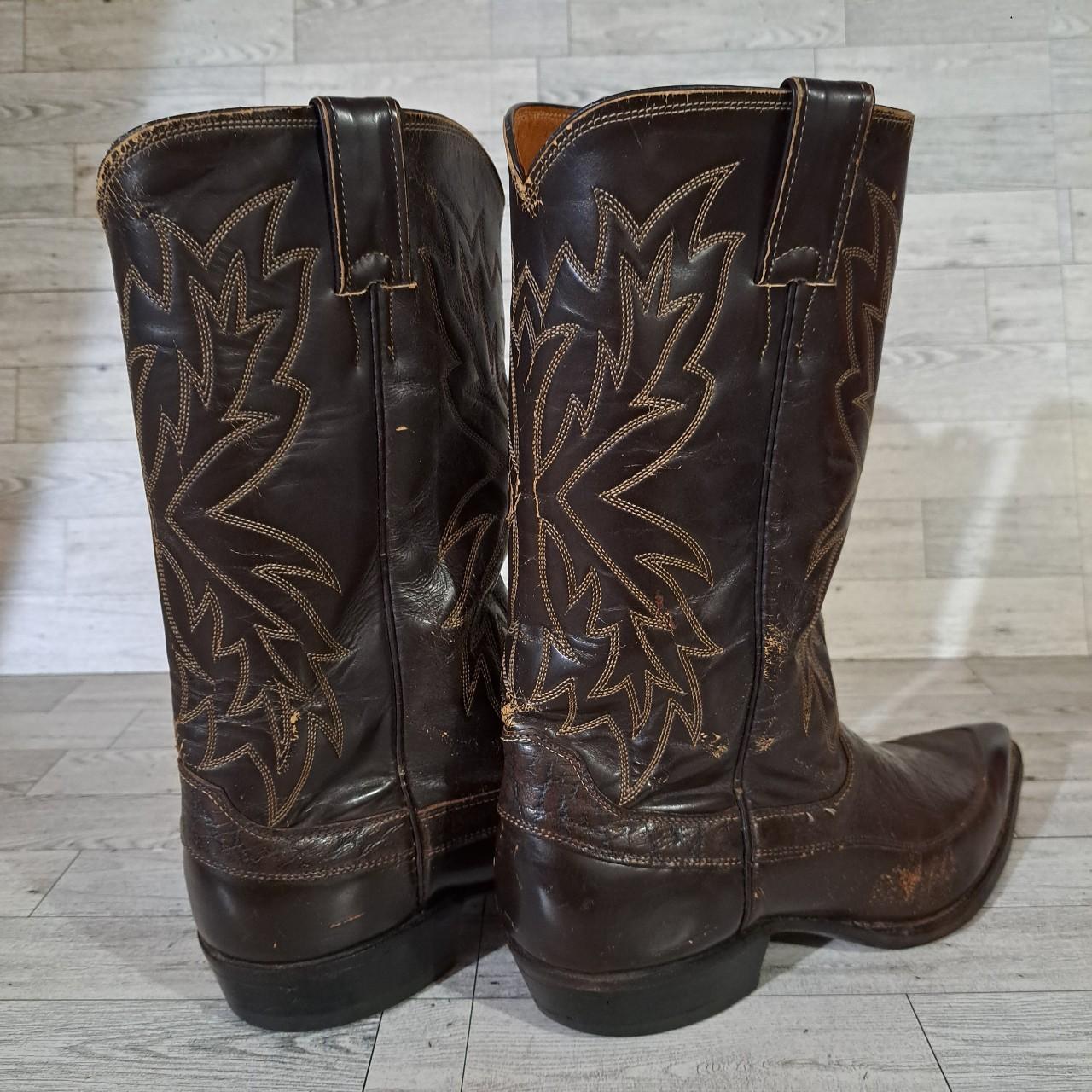 Men's Vintage Justin Western Brown Caribou Leather... - Depop