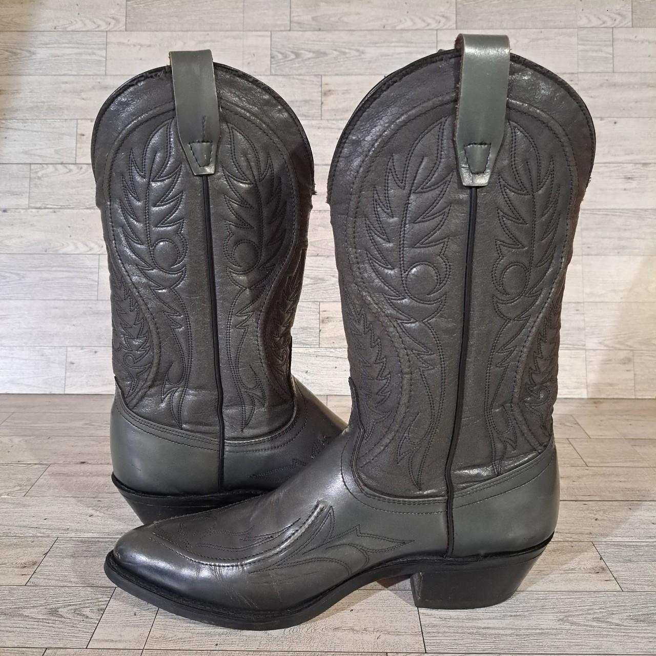 Men's Laredo Western Rustic Grey Leather Rodeo... - Depop