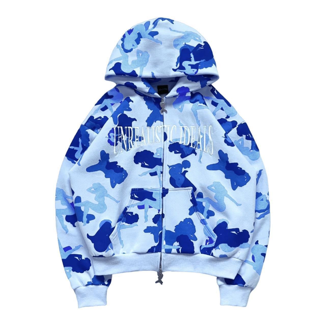 Named Collective Blue and Navy Hoodie Only worn... - Depop