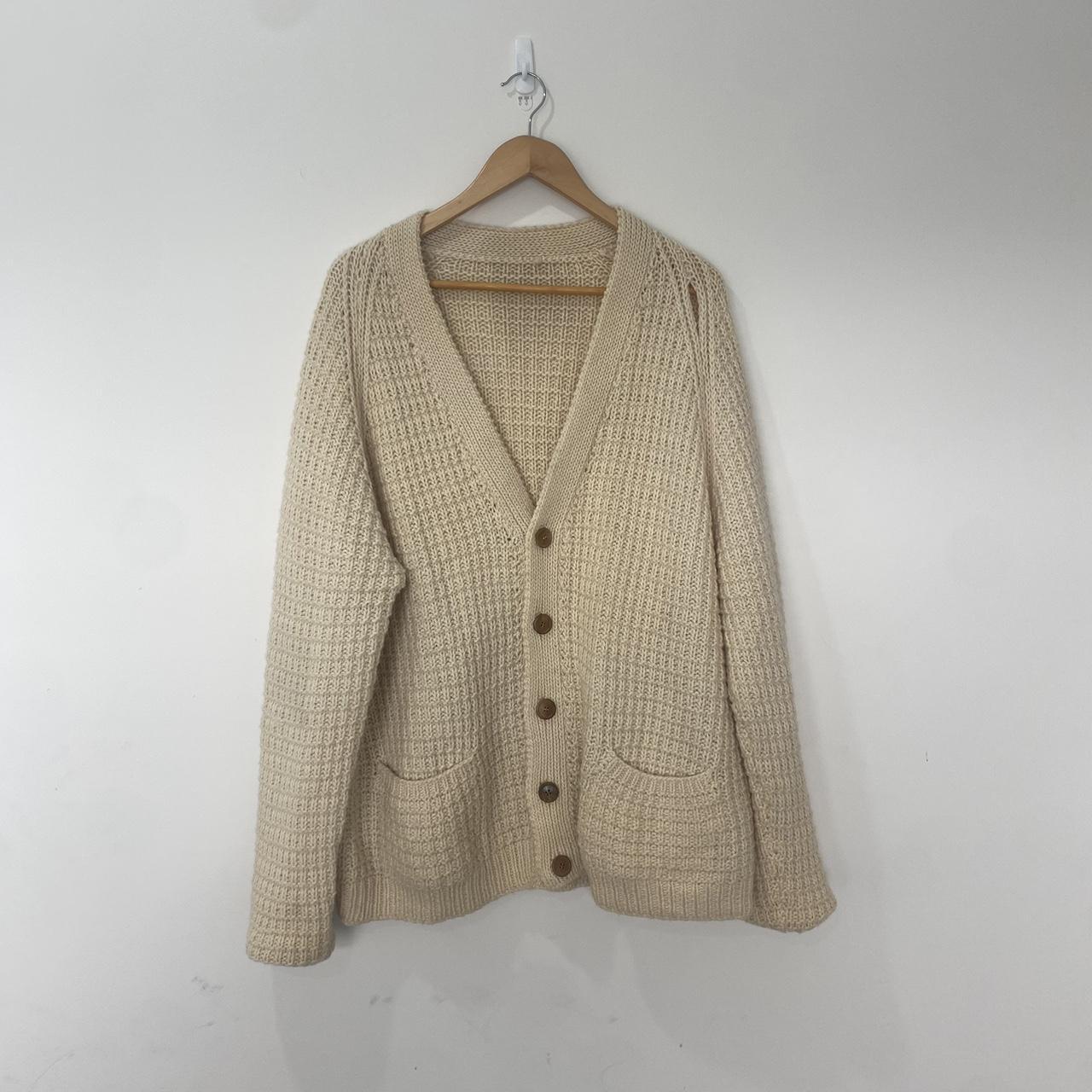 CREAM OVERSIZED CARDIGAN | NO SIZE LISTED | FEELS A... - Depop