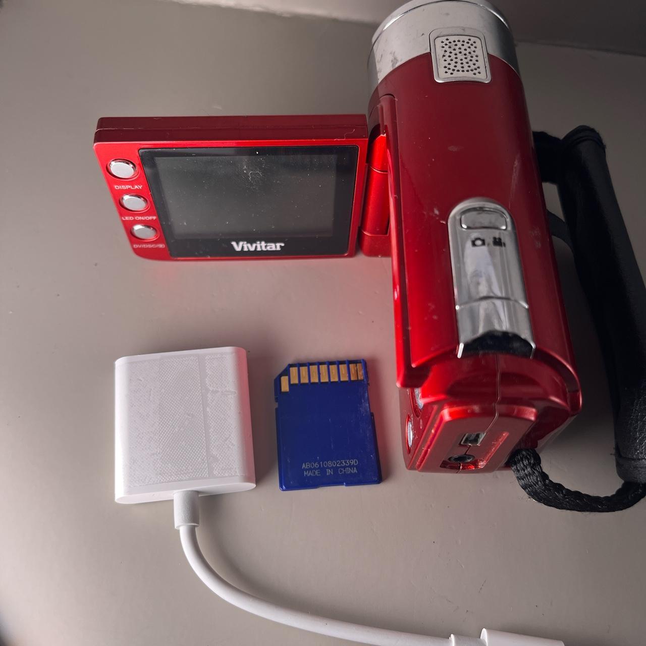 Vivitar red vintage digital camcorder HD Tested... - Depop