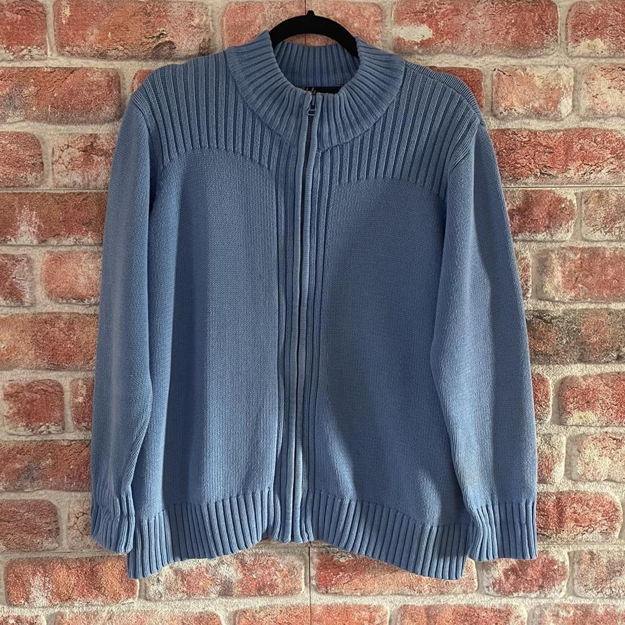 Blue Cotton Cardigan Size - Label states XL -... - Depop