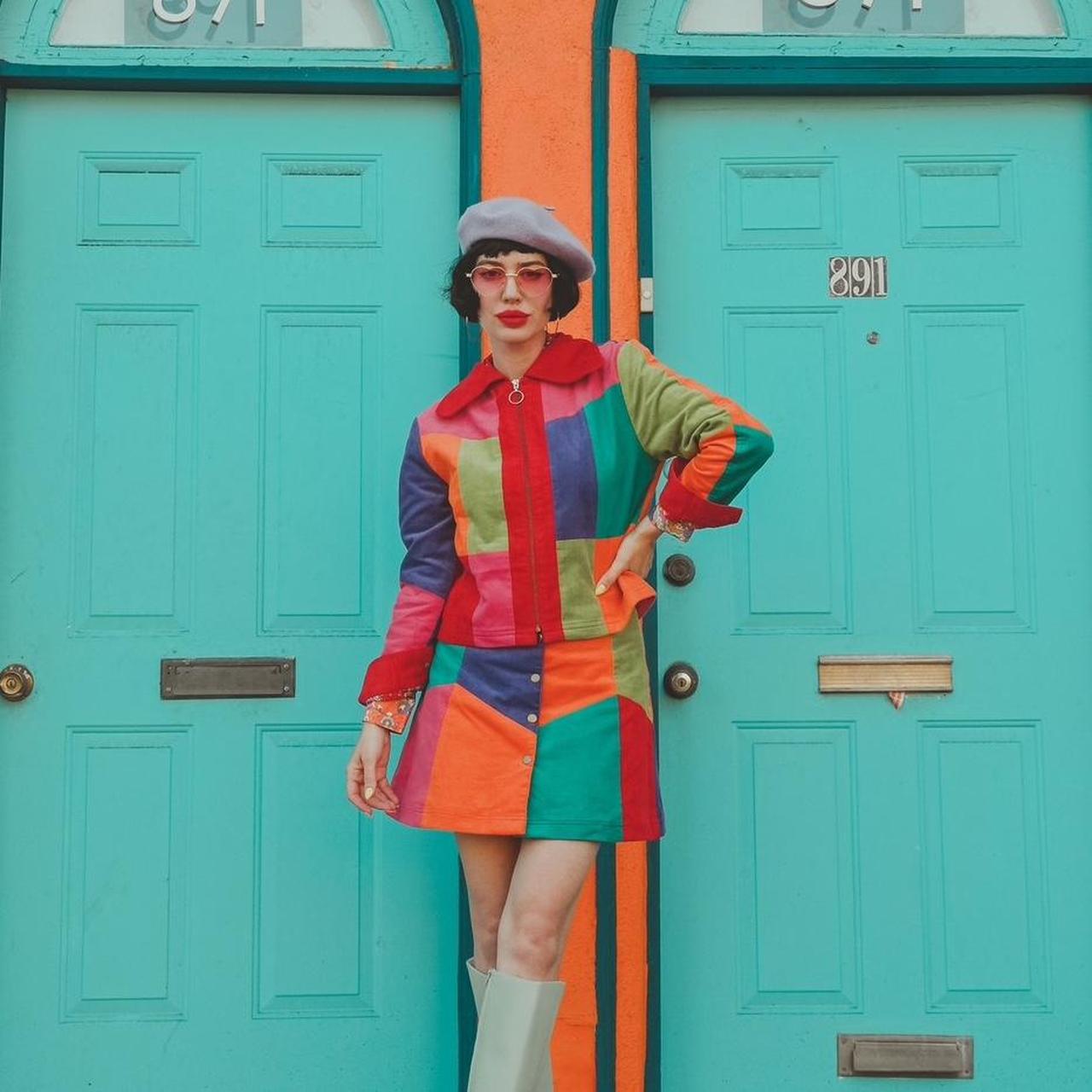 The hippie shake patchwork set jacket skirt and... - Depop