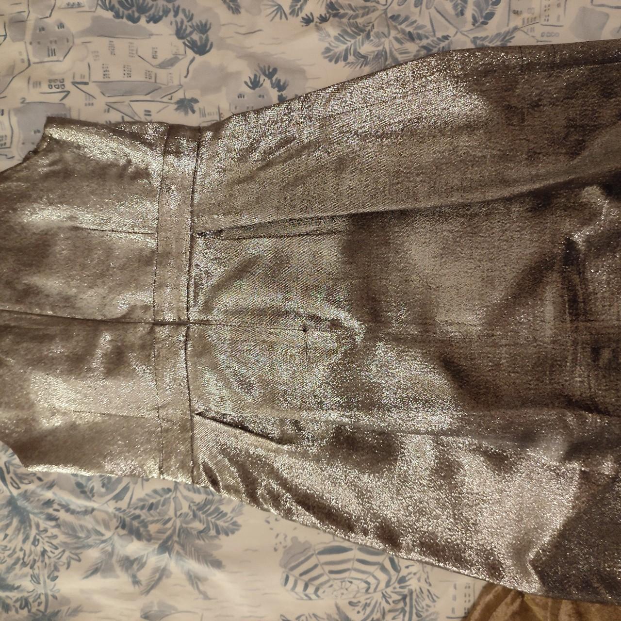 Silk French Connection Silver Party Dress 10 72%... - Depop