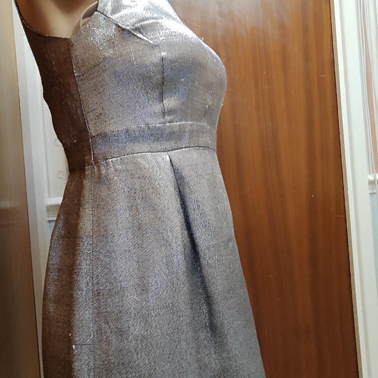 Silk French Connection Silver Party Dress 10 72%... - Depop