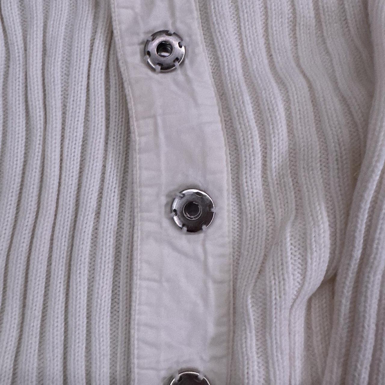 White knitted women’s button up sweater Size... - Depop