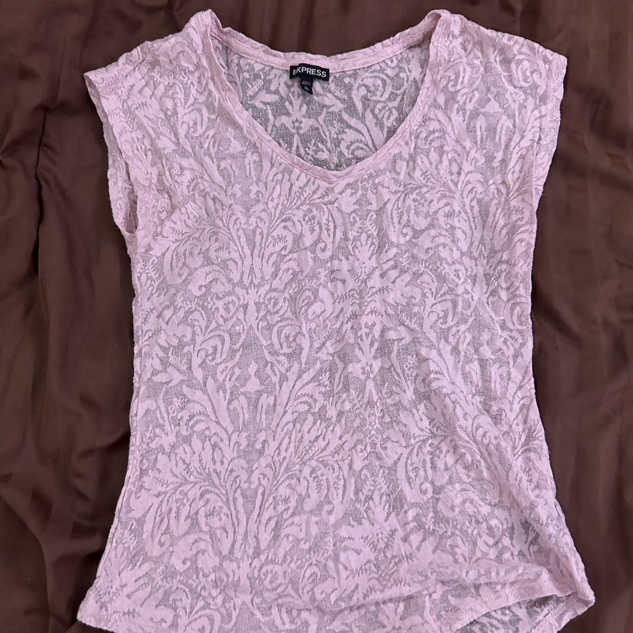 Pink lace shirt Brand is Express Size is XS, can... - Depop