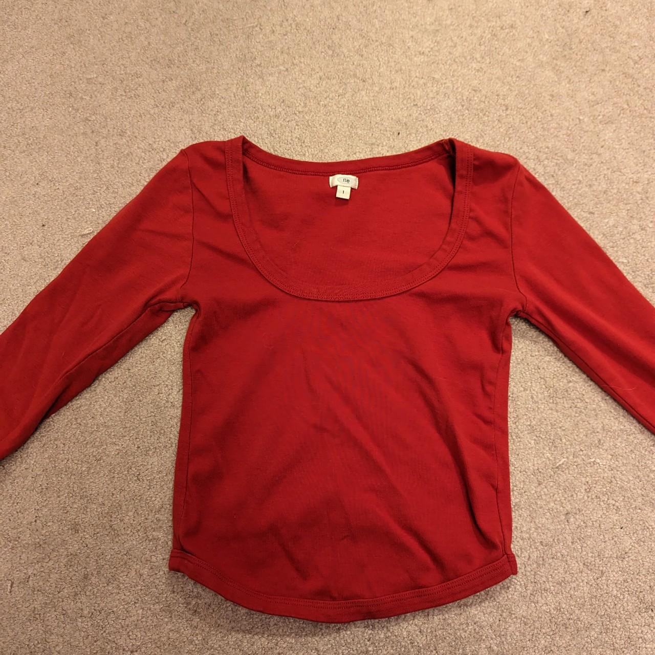 Simple Red Crop Top With Quarter Sleeves Honestly a... - Depop