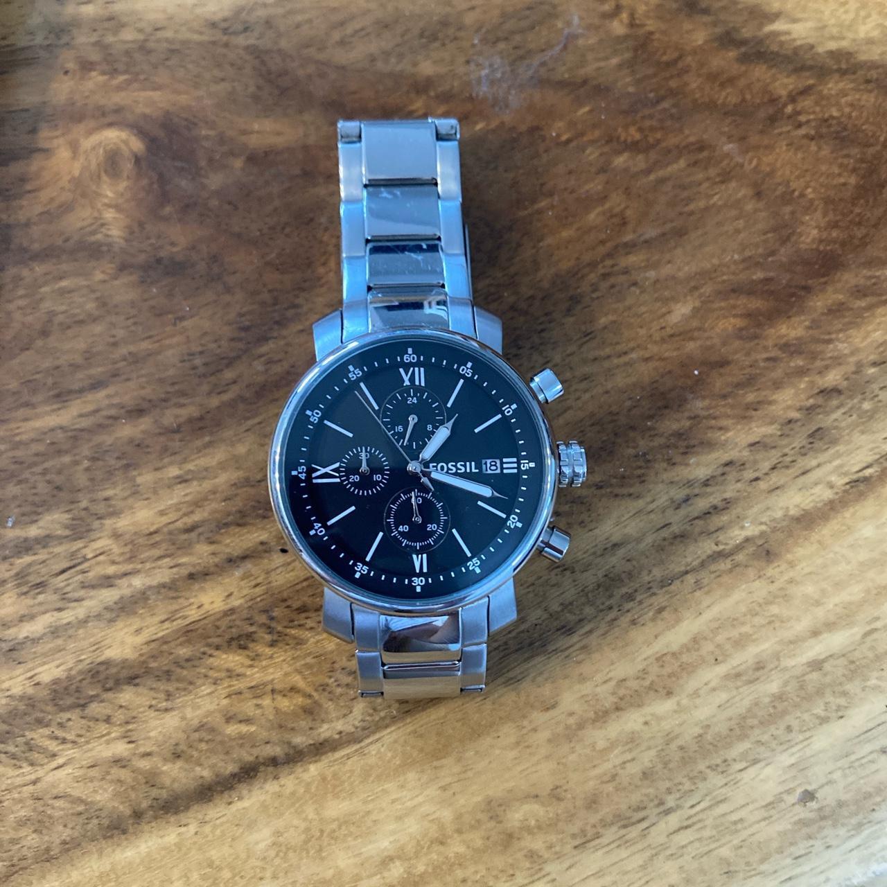 Silver Fossil Rhett Chronograph Stainless Steel... - Depop