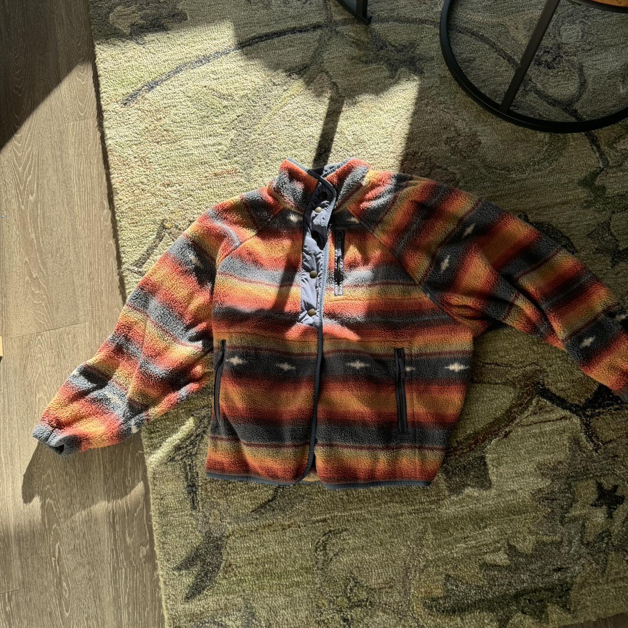 Multi-coloured fleece jacket that’s super cute!!... - Depop