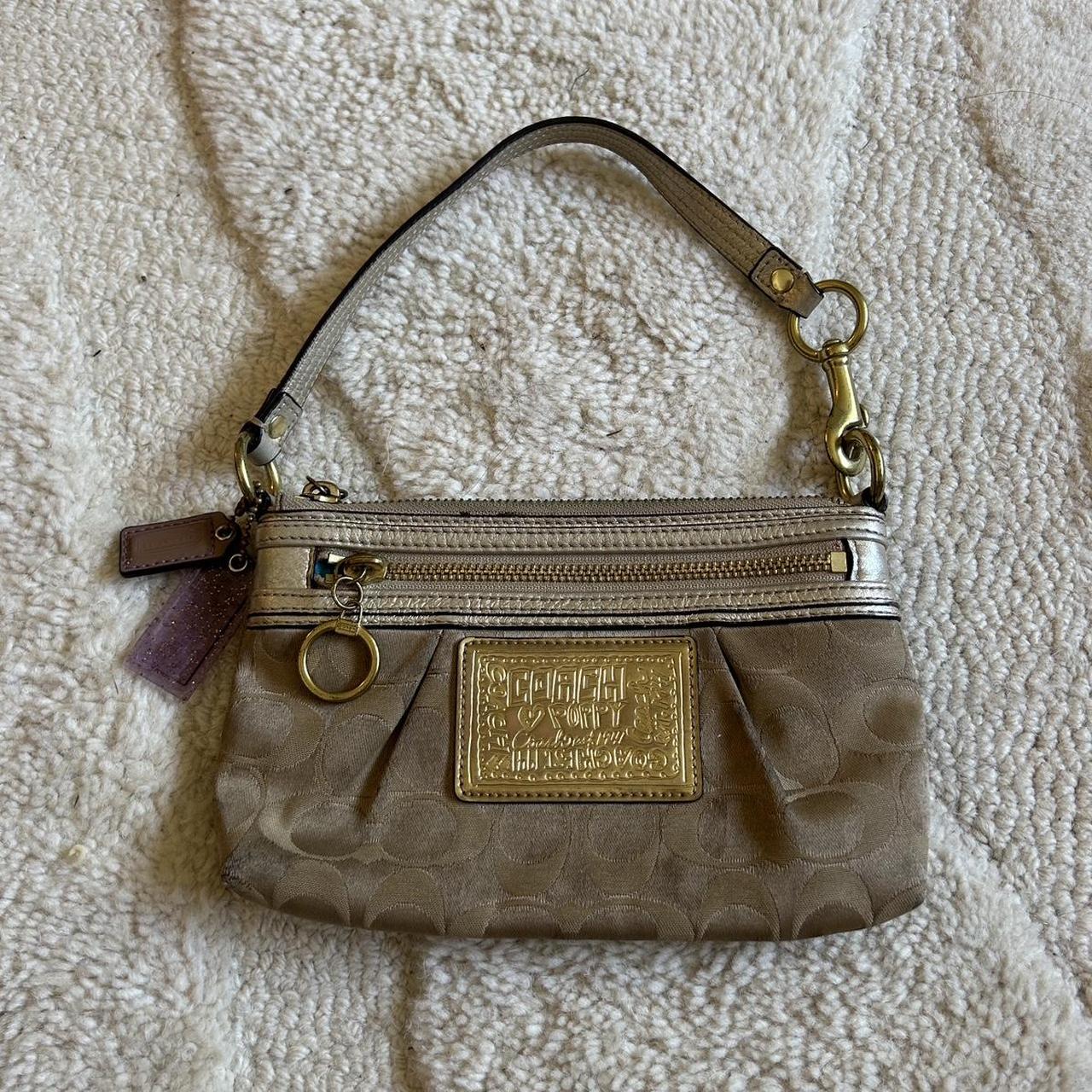 Vintage Y2K early 2000s gold Coach mini purse /... - Depop