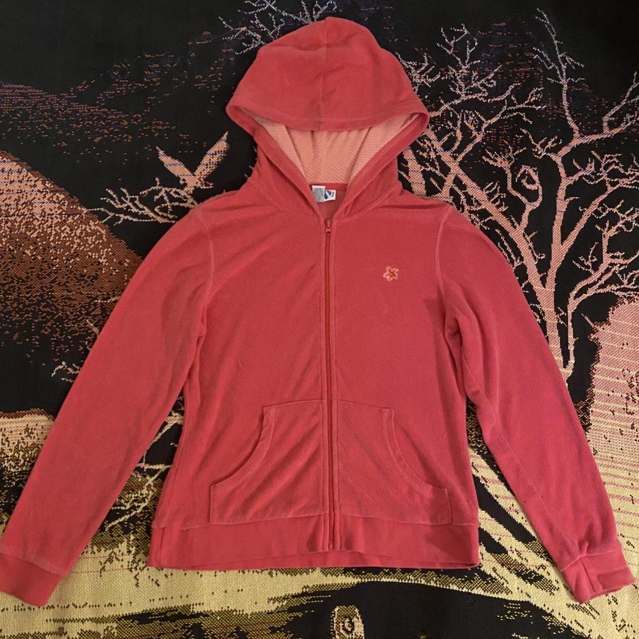 Hot pink zip up sweater🌸 ️has a little embroidery... - Depop