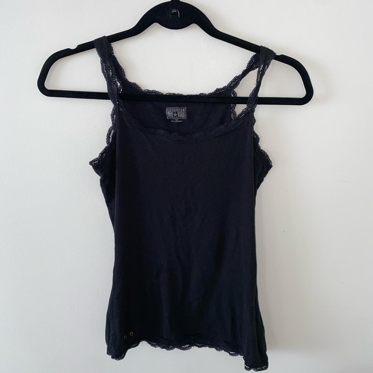 xs Converse lace trim tank top - Depop