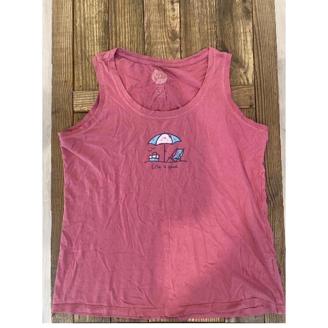 Dark pink Life Is Good beach tank top - Depop