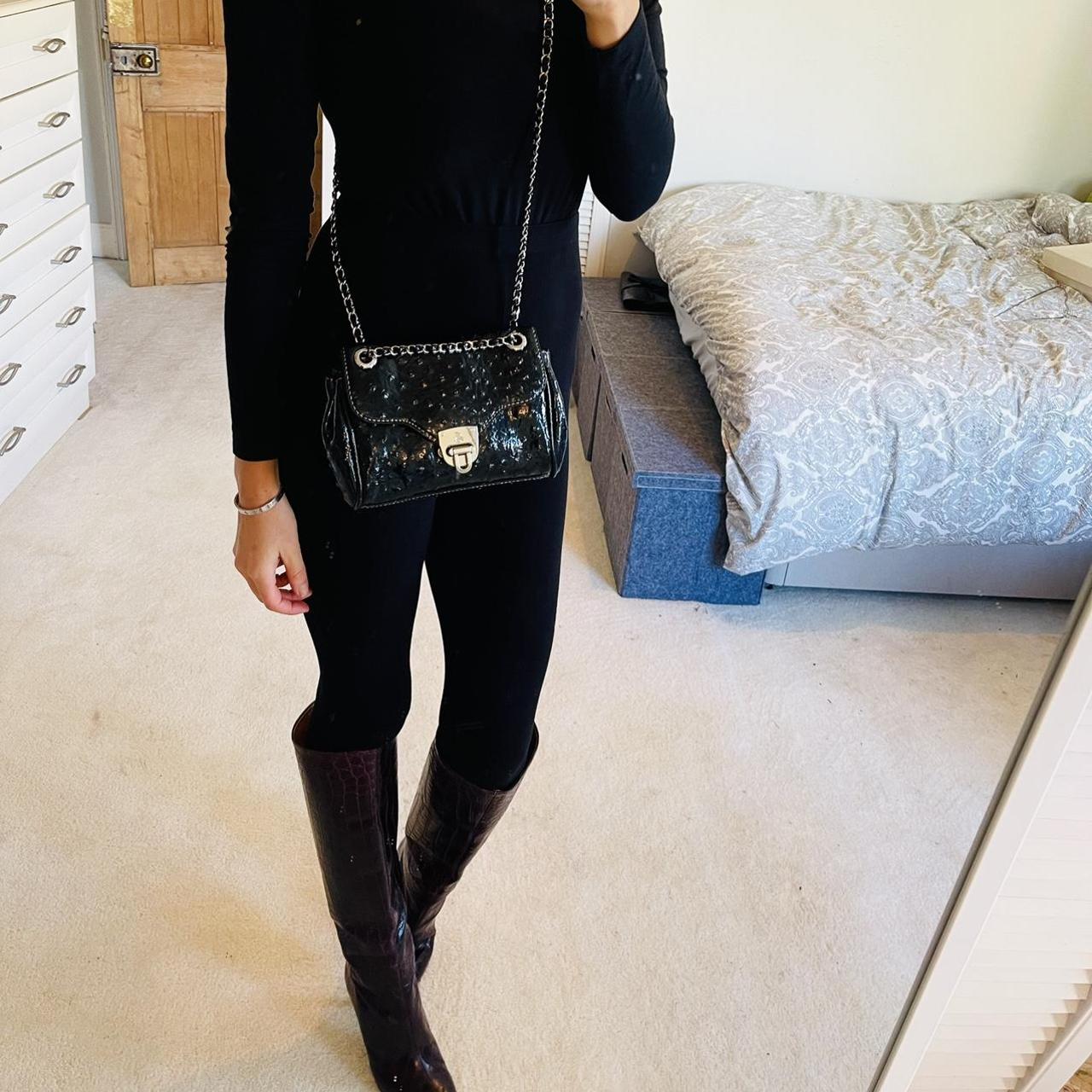 Jane Shilton Women's Black and Silver Bag | Depop