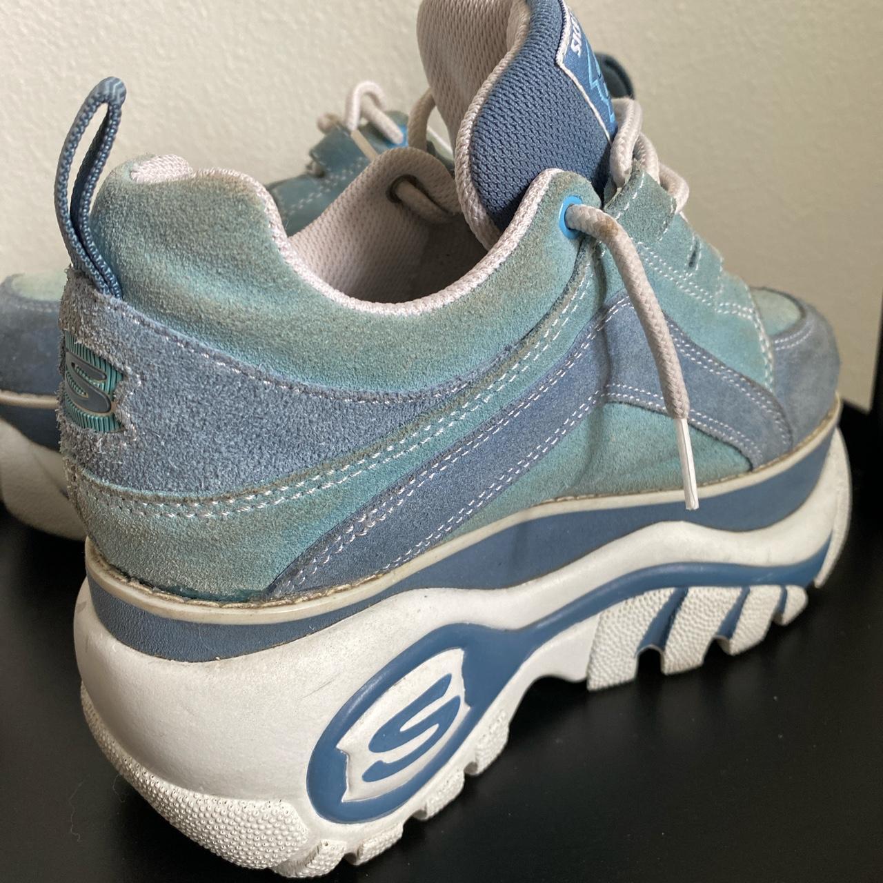 Skechers Women's Blue and White Trainers | Depop