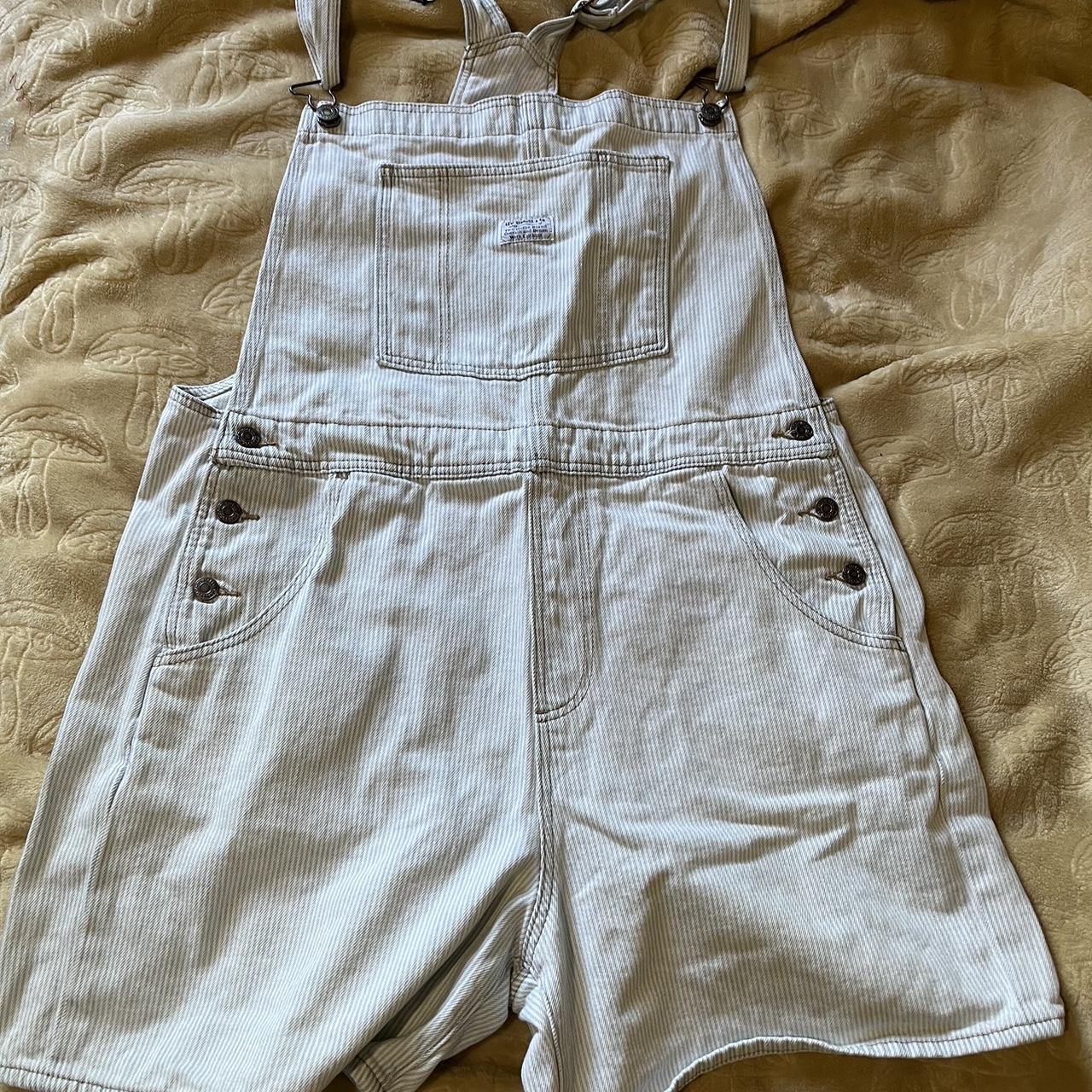 XL Levi’s Overall Shorts with striped pattern. In... - Depop